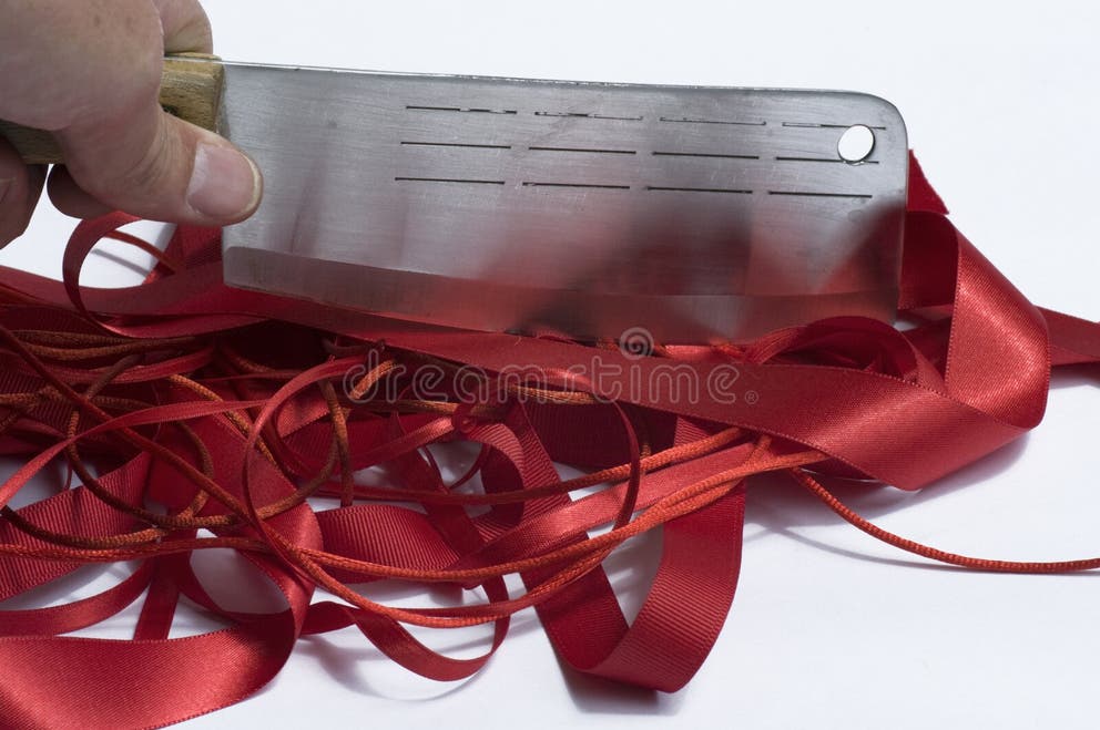 Cutting through red tape stock photo. Image of hand, cleaver - 21771234