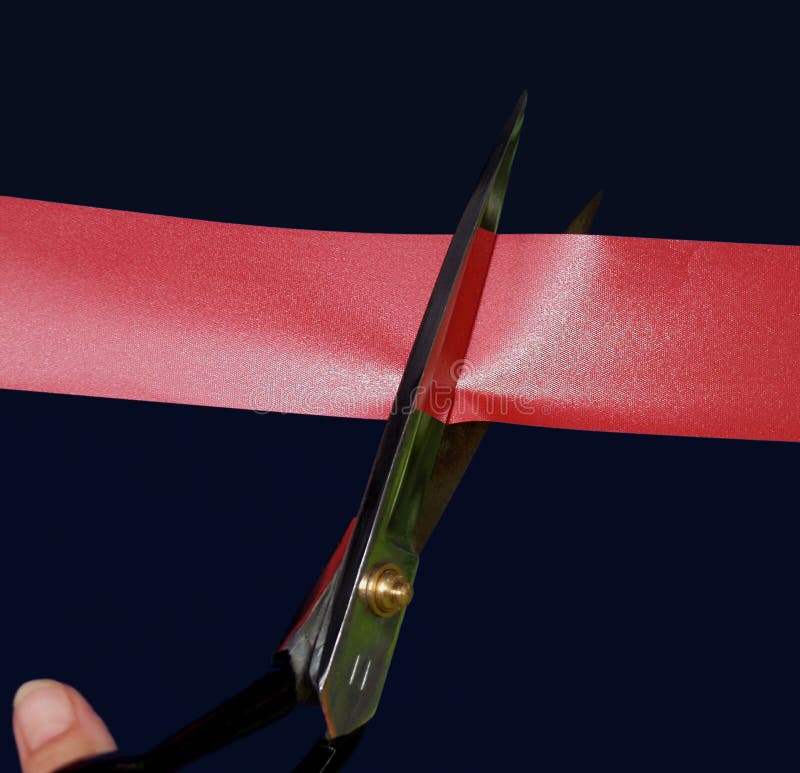 Cutting the red tape stock image. Image of scissors, closeup - 6161815