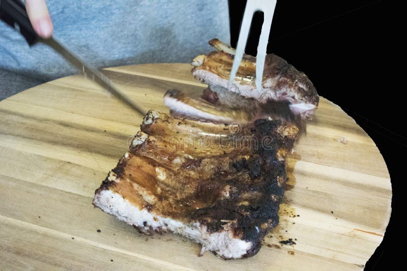 Cutting rib stock photo. Image of knife, cooking, supper - 95050506