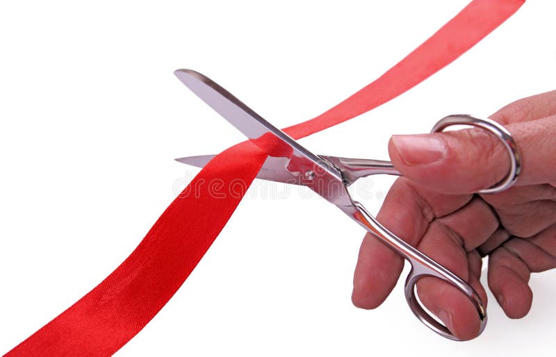 Hand cutting red ribbon stock image. Image of fingernails - 2931859