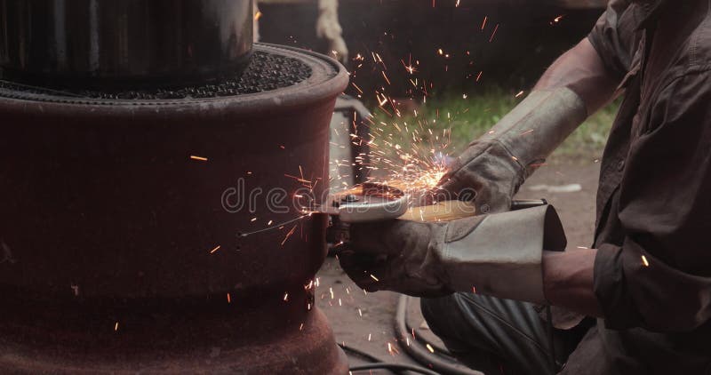 Cutting Rusty Metal with Angle Grinder Stock Video - Video of dismantle ...