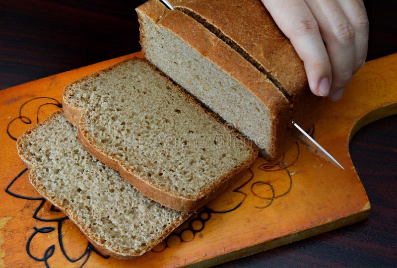 Cutting of Rye Bread on a Chopping Board Stock Photo - Image of bread ...