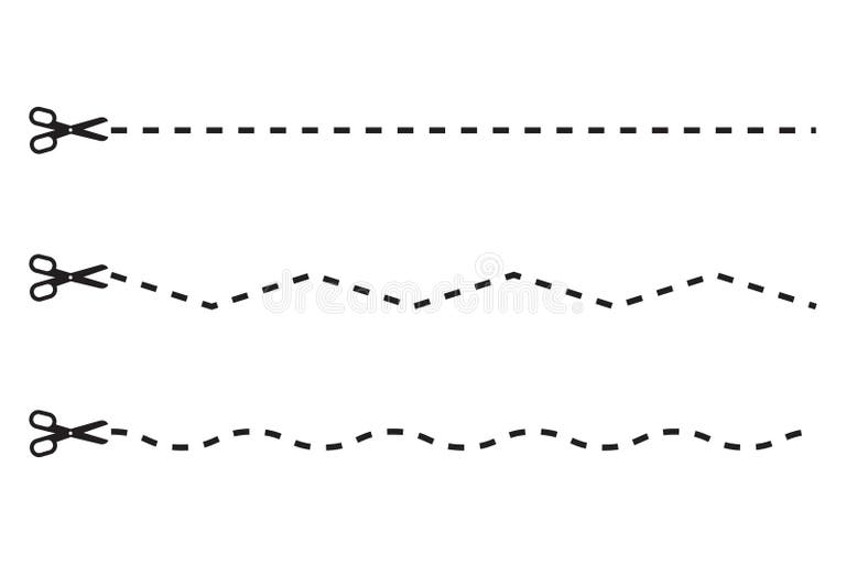 Cutting Scissors Lines. Dashed Border Outline. Paper Cutting Shape ...