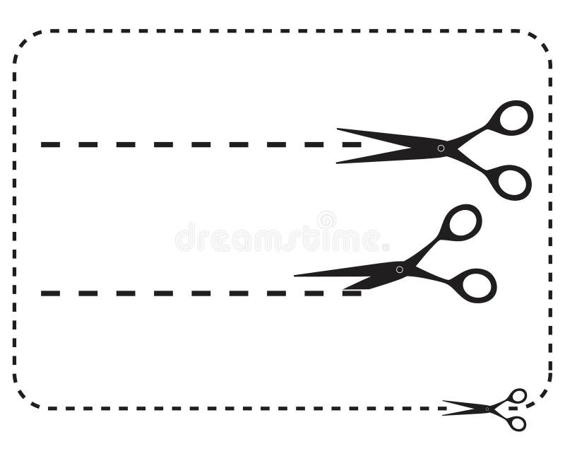 Vector Set of Open Here Label, Tear Stripe, Push Sign, Cut Line, Rotate ...