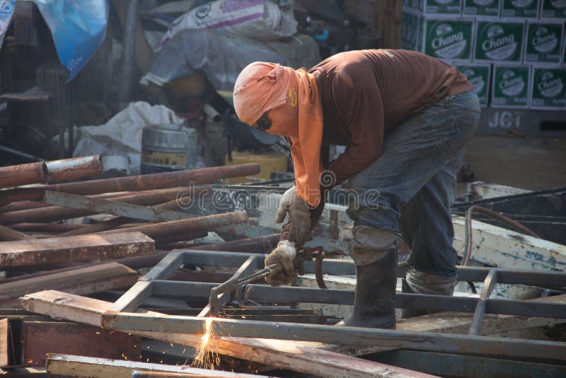 Cutting Scrap Metal by Thermal Lance Closeup Stock Image - Image of ...