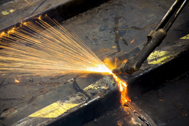 Cutting Scrap Metal by Thermal Lance Stock Photo - Image of recyclables ...
