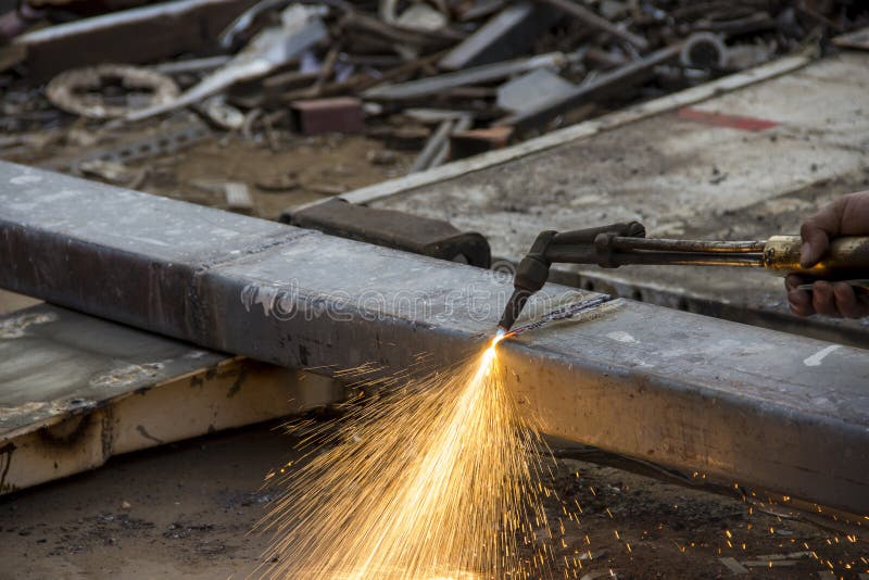 Cutting scrap metal stock photo. Image of cutting, steel - 67270924