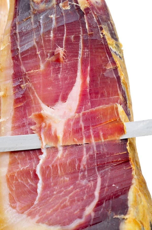 Jamon Serrano. Slicing Hamon Iberico Stock Photo - Image of meal, bacon ...