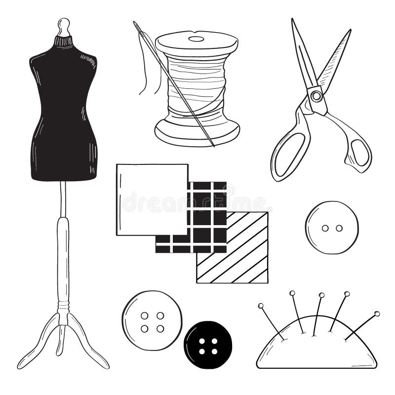 Cutting, sewing set stock vector. Illustration of fashion - 187503624