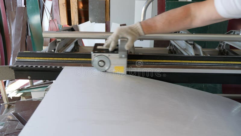 Cutting a Sheet of Metal. Construction of a Private House. Stock Video ...