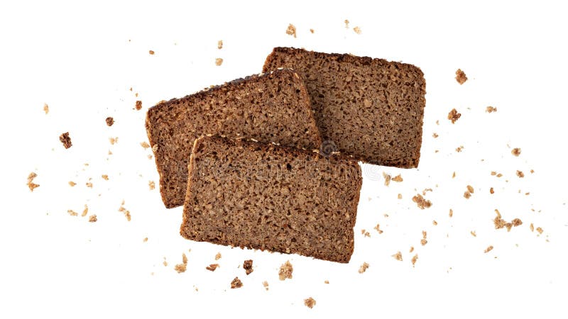 Flying Bread Slices Crumbs Dark Background Stock Photos - Free ...