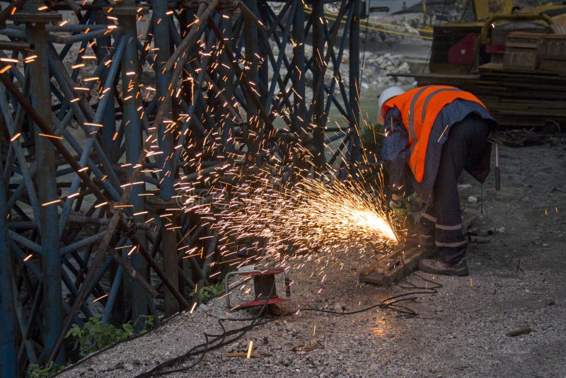 Cutting with sparks stock image. Image of engine, danger - 53464113