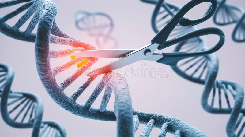 Cutting Specific Genes on a 3D DNA Model Stock Illustration ...