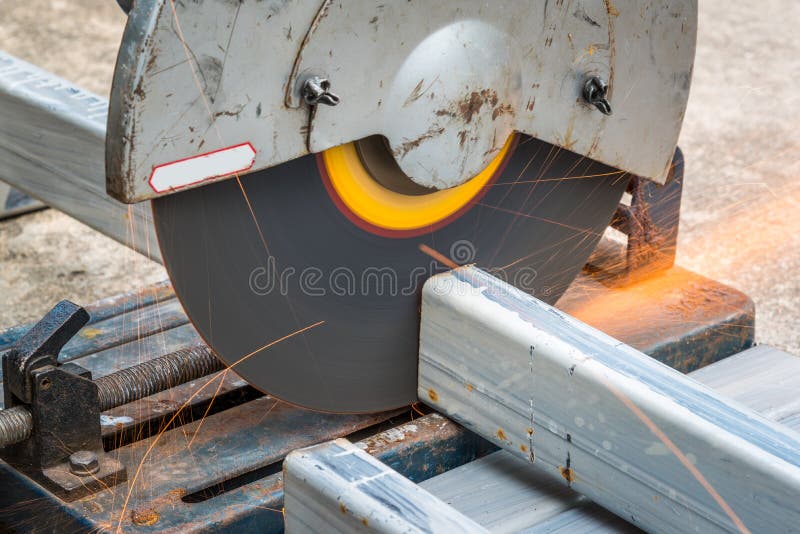 Cutting a Square Metal and Steel with Compound Mitre Saw Stock Image ...