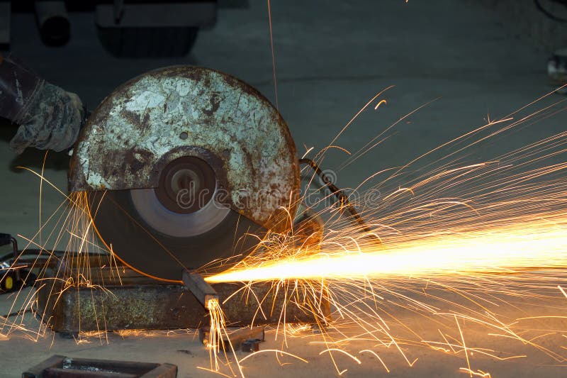Cutting Steel with Machine for Cutting Steel Stock Photo - Image of ...