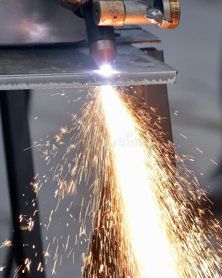 Sparks Fire while Cutting Steel Stock Photo - Image of labor ...
