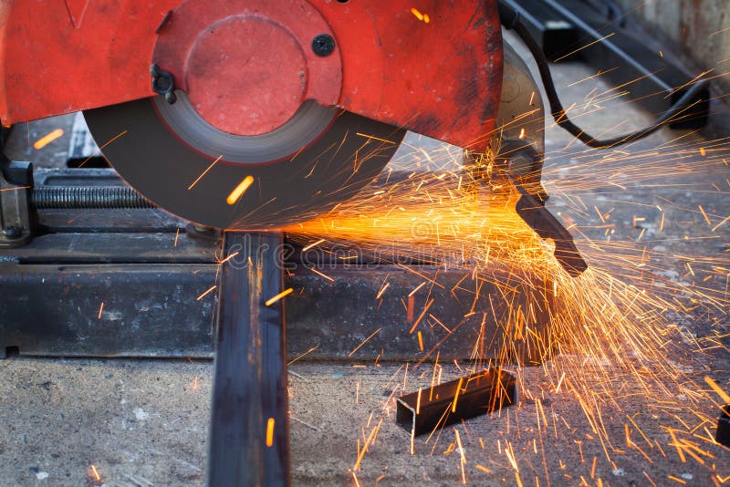 Cutting steel with sparks stock photo. Image of craftsman - 92854008