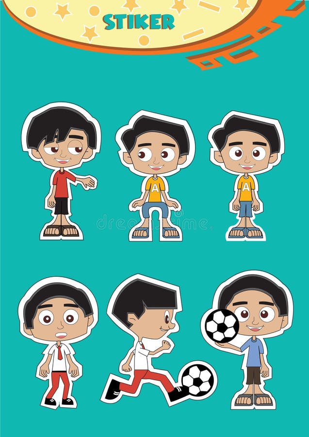 Cutting sticker boys stock illustration. Illustration of football ...