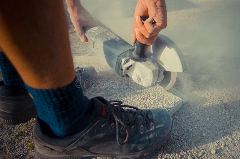 Man Using an Angle Grinder on a Car Stock Image - Image of steel ...