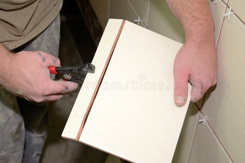 Cutting the tiles stock photo. Image of home, person - 21129862
