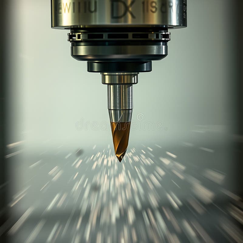 Cutting Tool Attached To a CNC Machine Turret Captured in Mid Action ...