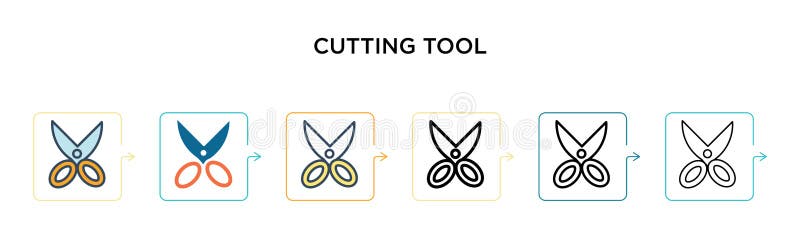 Cutting Tool Vector Icon in 6 Different Modern Styles. Black, Two ...