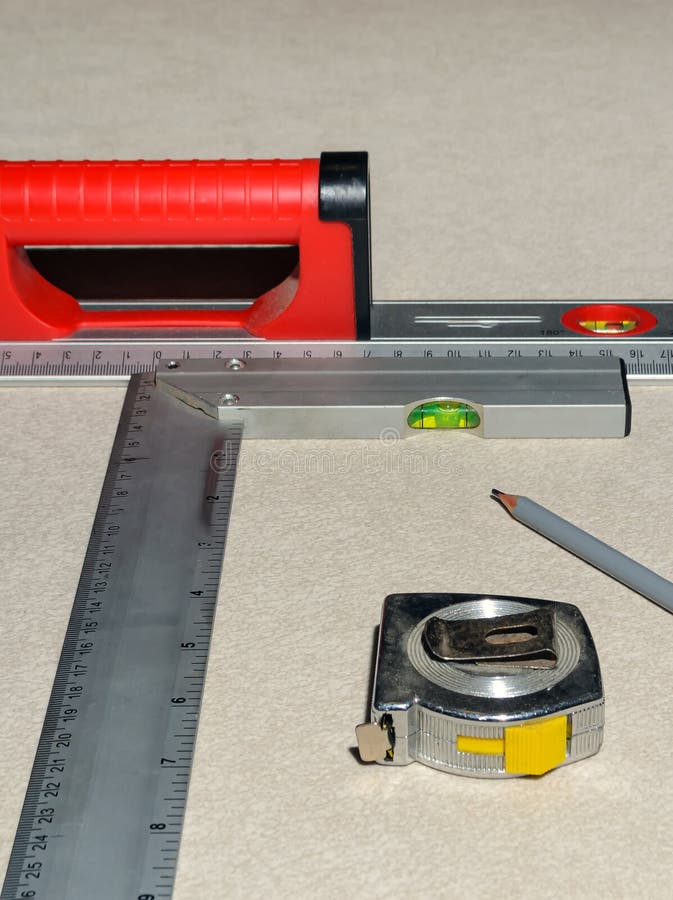 Tools for Building a Drawing and Patterns on Fabric Stock Photo - Image ...