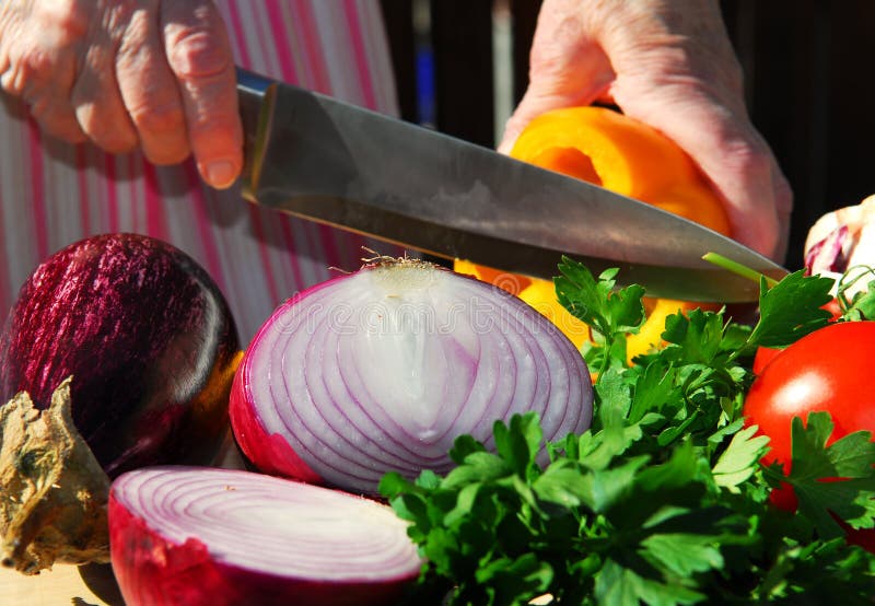 Cutting vegetables stock image. Image of hold, cutting - 2493625