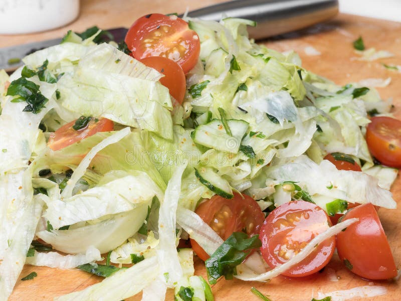 Cutting Vegetables for Salad Stock Photo - Image of process, fresh ...