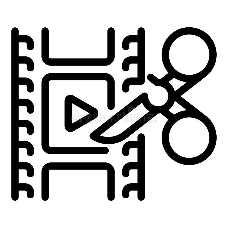 Cutting Video Icon, Outline Style Stock Vector - Illustration of frame ...