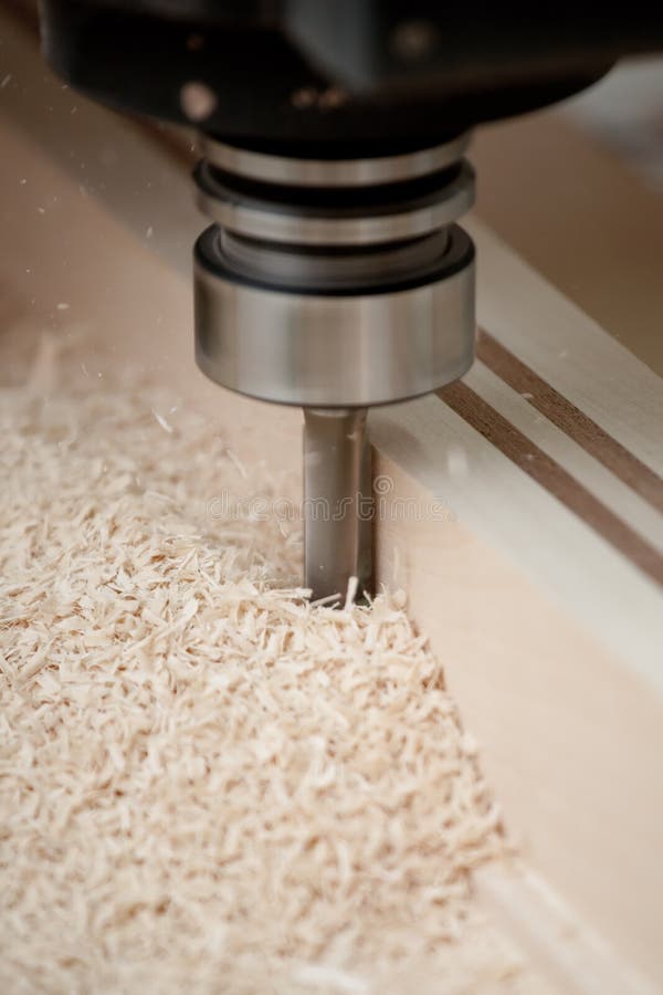 Cutting Wood on CNC Milling Stock Photo - Image of engineering ...