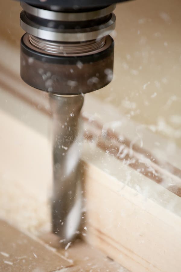 Cutting Wood on CNC Milling Stock Photo - Image of shavings, working ...