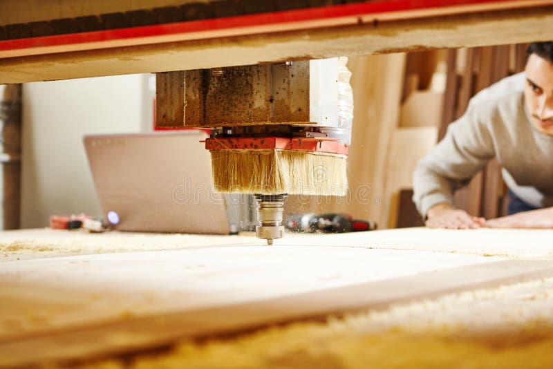 Cutting Wood Using a Machine with Numerical Control. Cnc Tool Stock ...