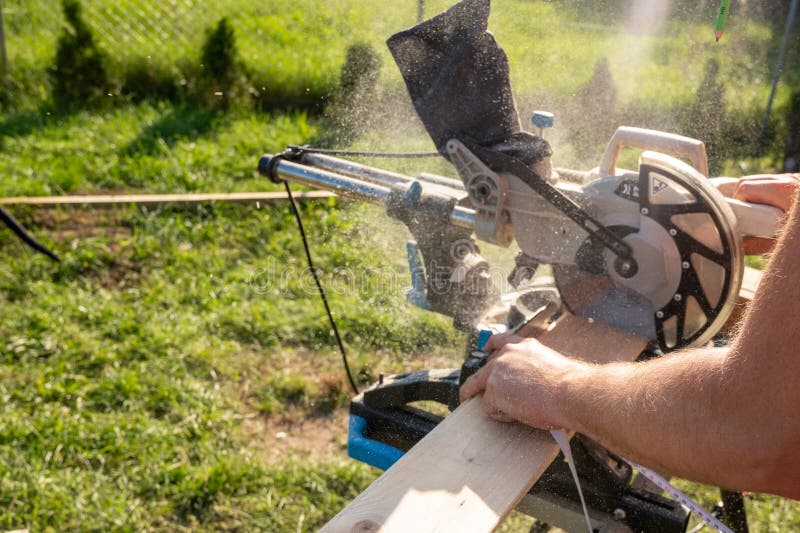 Cutting a Wooden Plank with a Table Saw (bench Saw) To Make a Diy Table ...
