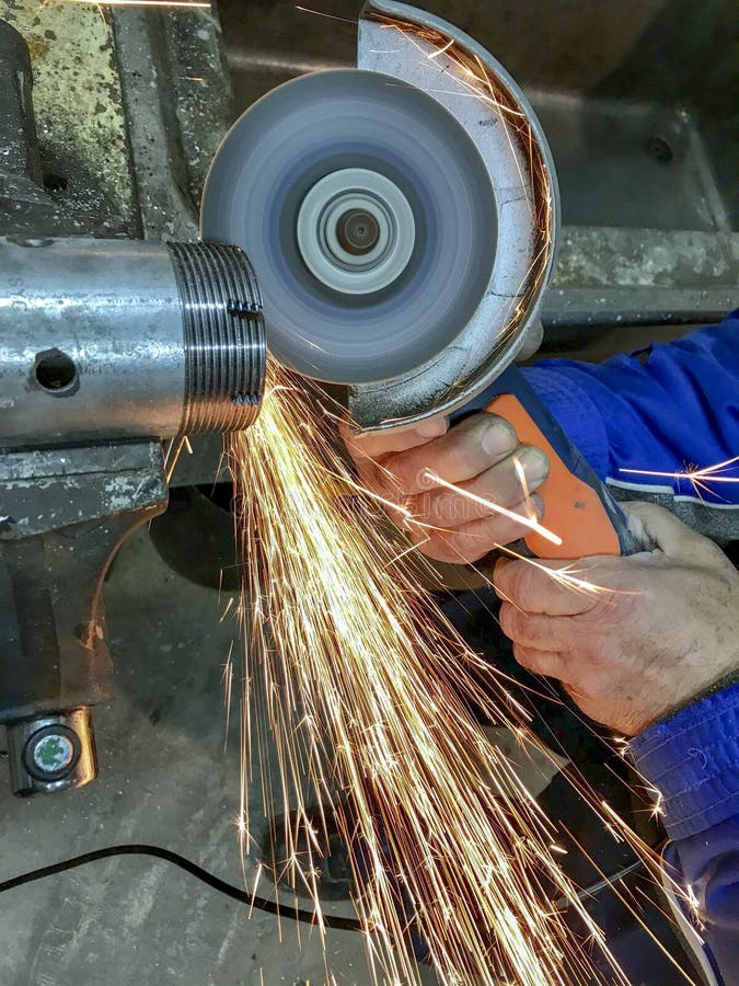 Cutting Work with Radial Cutting Machine Stock Photo - Image of metal ...