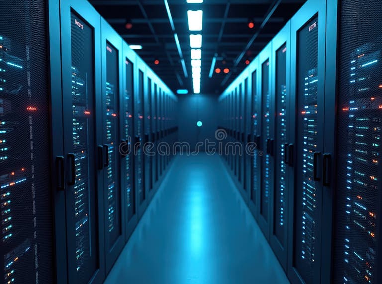 A CuttingEdge Cloud Server Rack Room Visualizing the Global Network ...