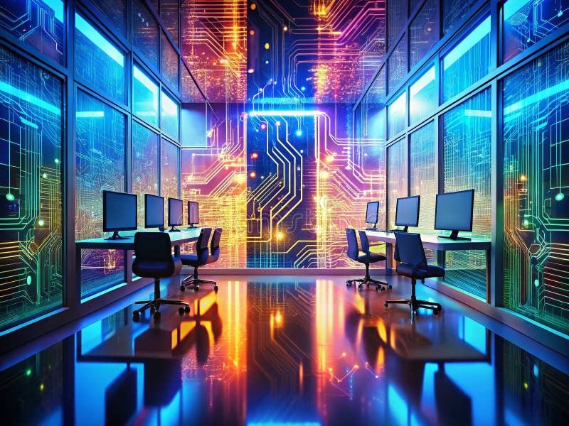 CuttingEdge Computer Room Design a Stunning Double Exposure of Modern ...