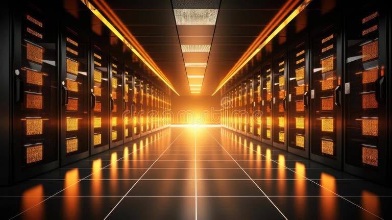 Cuttingedge Data Center Featuring Advanced Technology, Glowing Lights ...