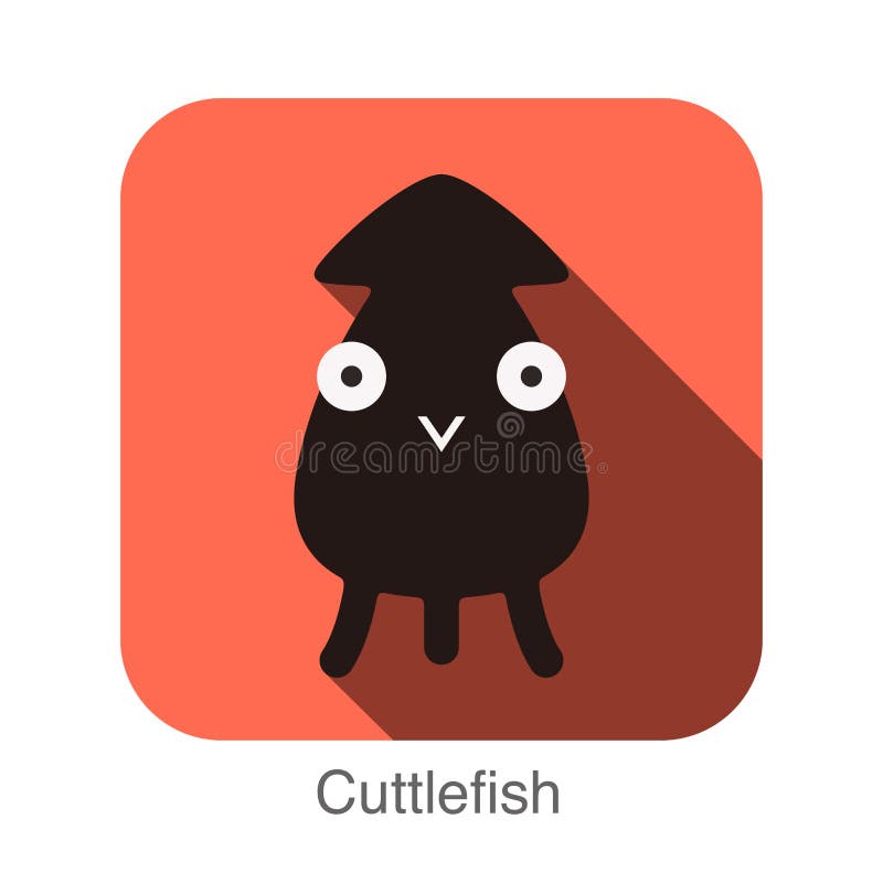 Cuttlefish Animal Face Flat Design Stock Vector - Illustration of ...