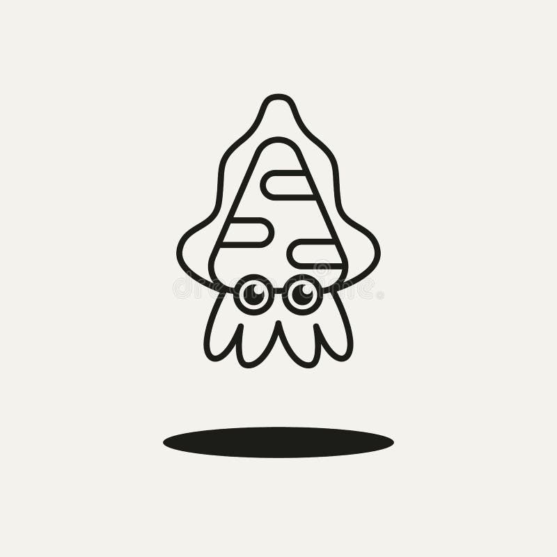 Cute Cuttlefish Simple Line Art Logo Template Vector Illustration ...