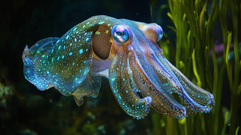 A Cuttlefish Changing Colors Rapidly Stock Illustration - Illustration ...