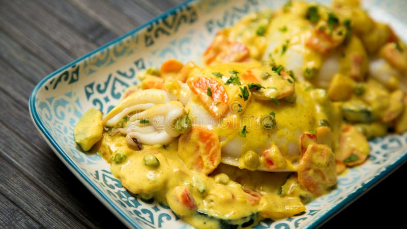 Cuttlefish Curry Dish Asia Style Stock Photo - Image of plate, seafood ...