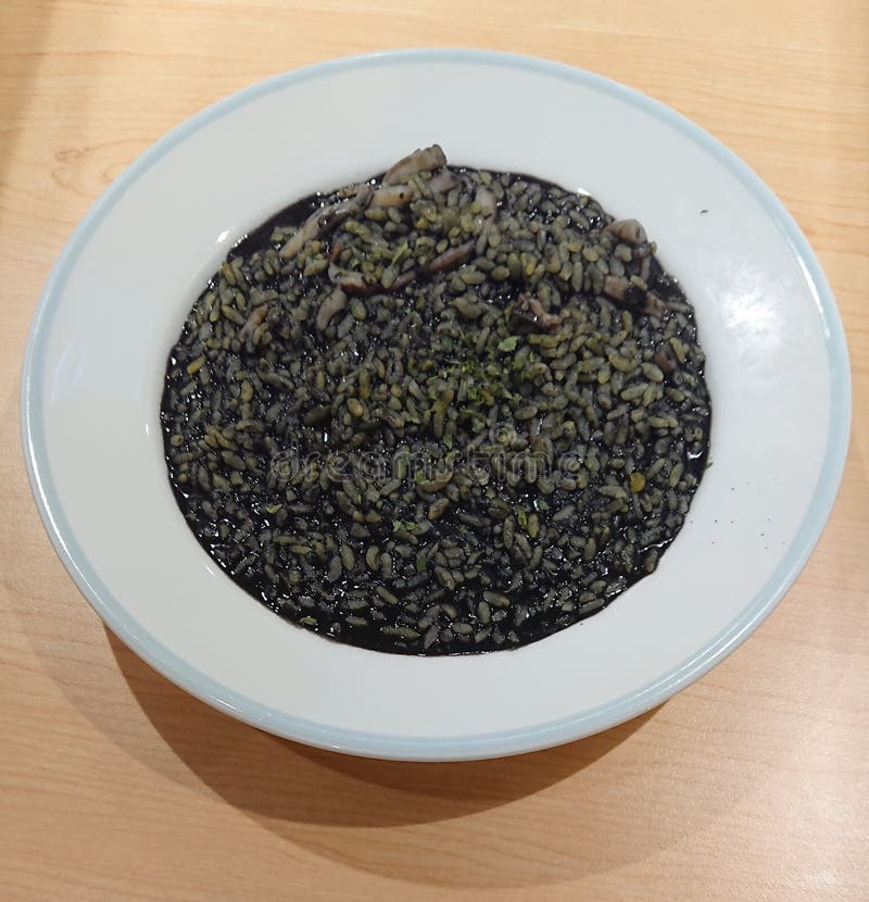 Cuttlefish Ink Rice stock image. Image of food, fish - 231180557