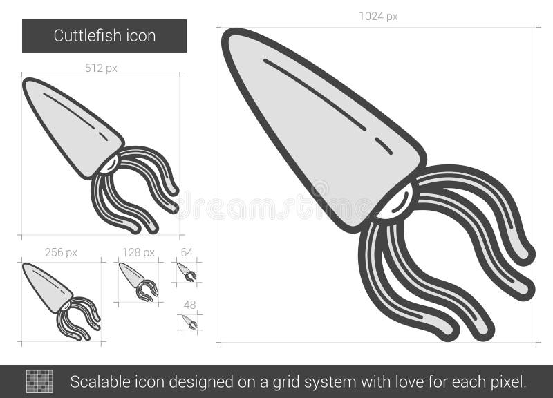 Cuttlefish line icon. stock vector. Illustration of abstract - 82552974