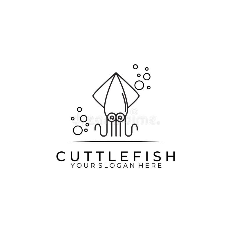 Cuttlefish Logo Vector Illustration Design, Simple Line Art Logo Stock ...