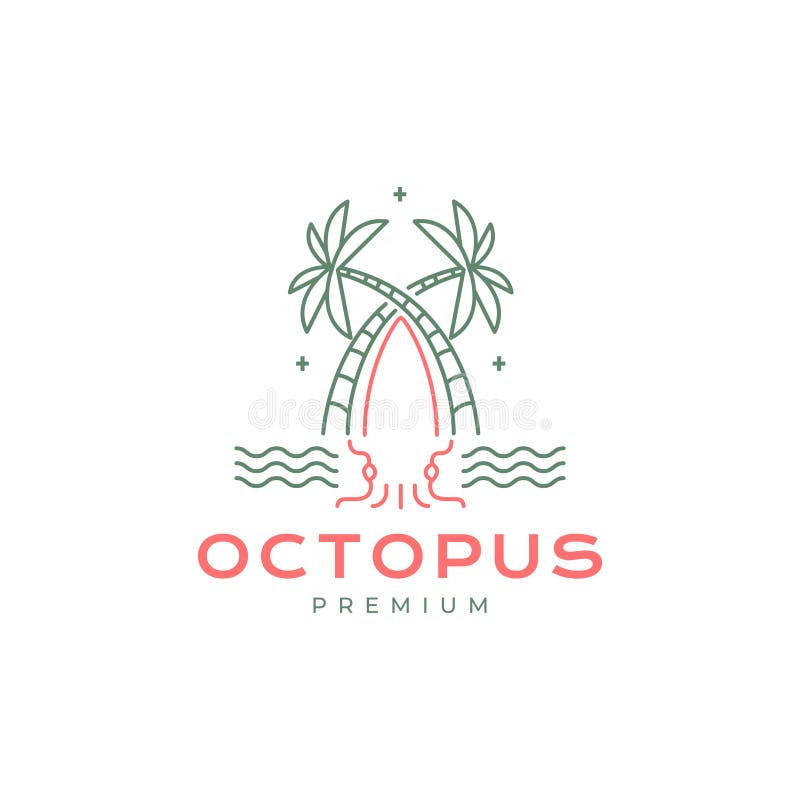 Cuttlefish Ocean Beach View Line Logo Design Vector Stock Vector ...
