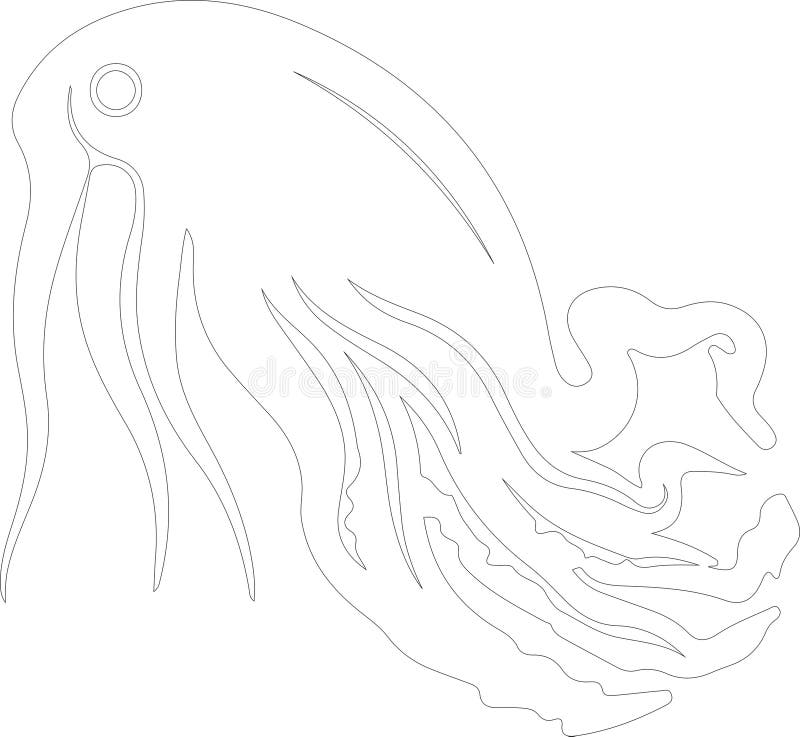 Cuttlefish Outline Silhouette Generative Ai Stock Vector - Illustration ...