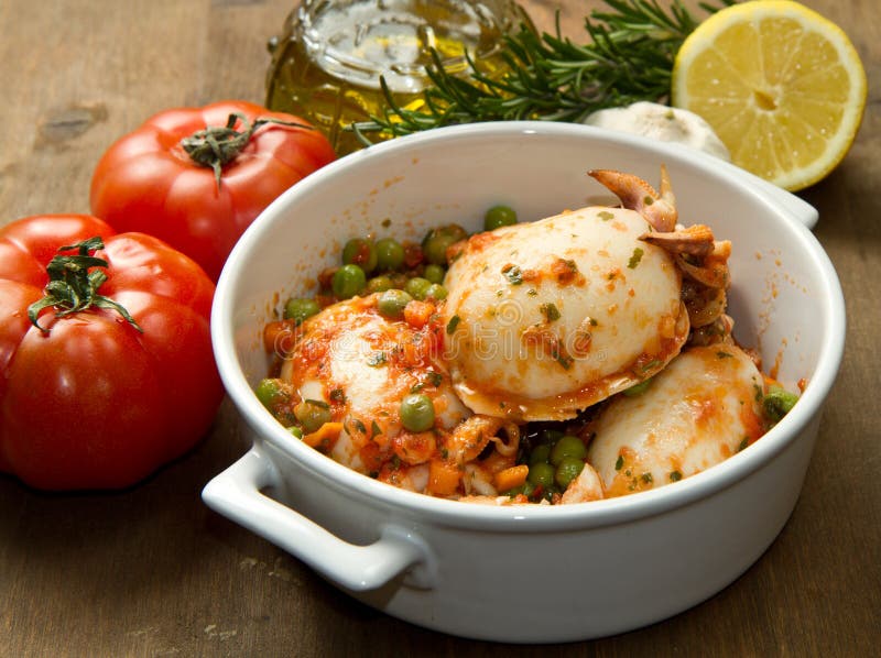 Cuttlefish with peas stock photo. Image of fragrance - 29151262