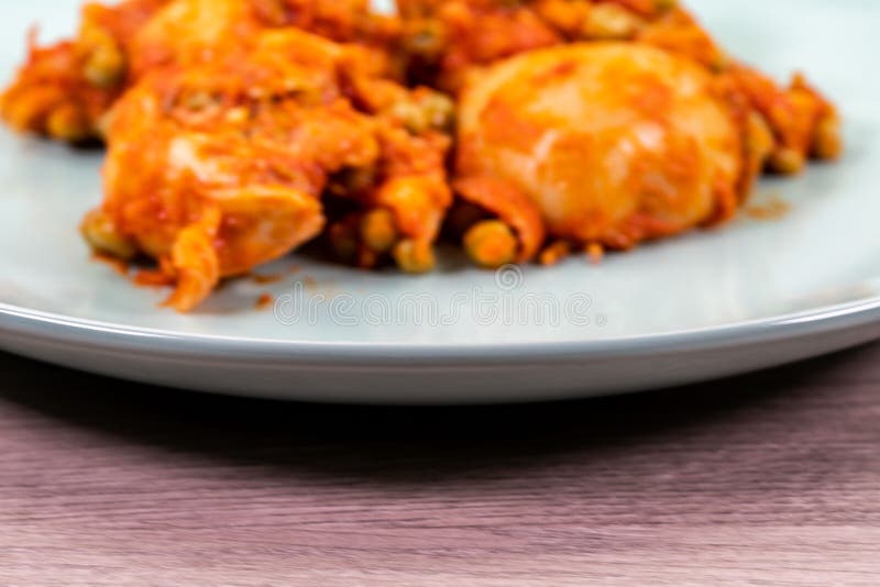 Cuttlefish with Peas on a Plate with Sauce Stock Image - Image of ...