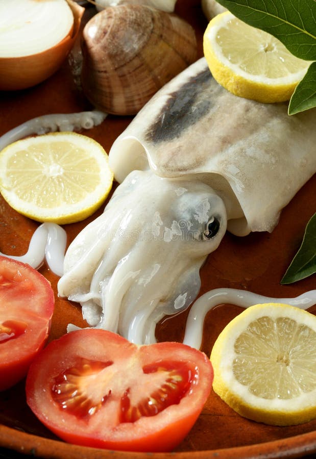 Cuttlefish Uncooked, Squid Mediterranean Seafood Stock Image - Image of ...